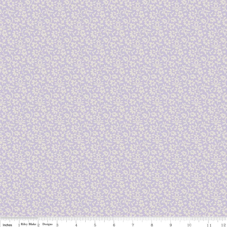 Cotton Fabric - Lilac Lace Effect Floral Pattern - Penny Rose Fabrics ...