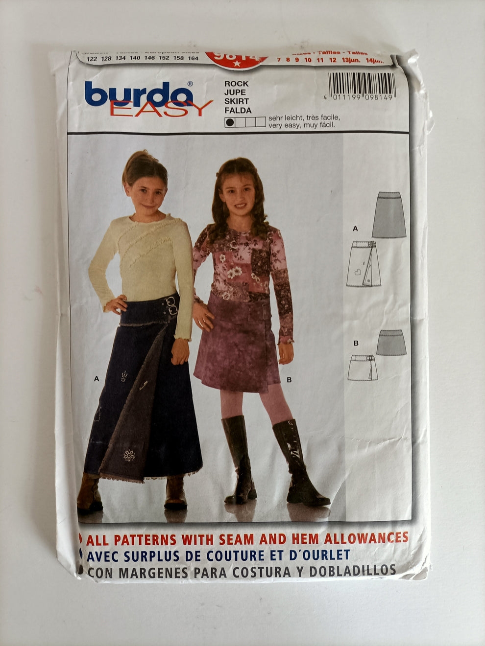 Burda 9814, Kids skirt pattern, Size 7 to junior 14 – AltFabrics