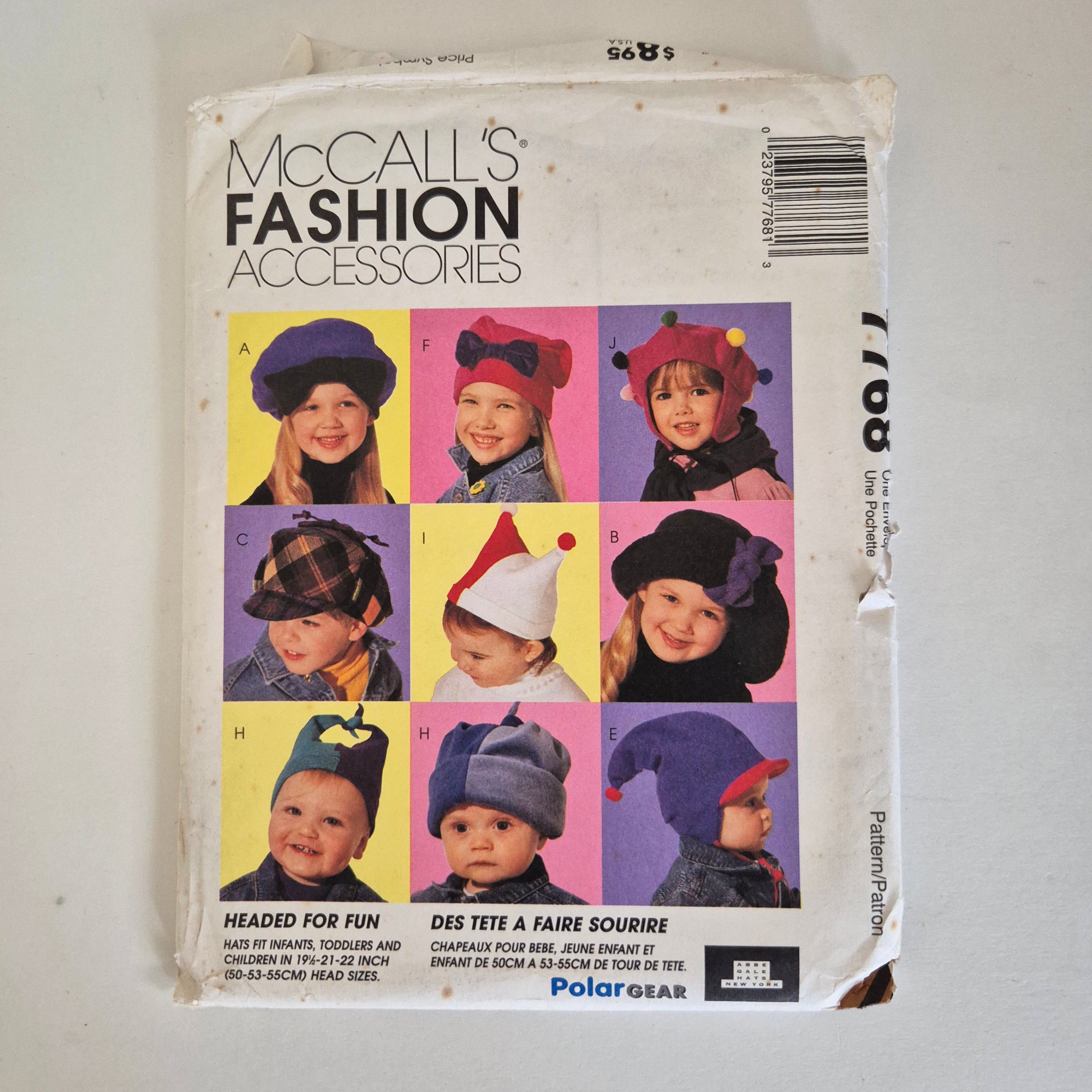 McCall's 7768, Kids' hats pattern, partially cut – AltFabrics