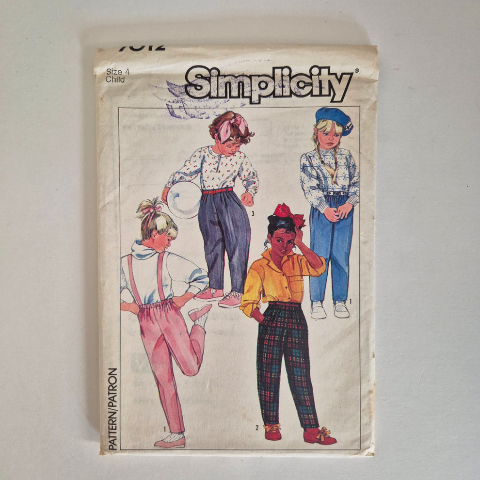 Simplicity 7012, Children's stretch pants pattern, Size 4 – AltFabrics
